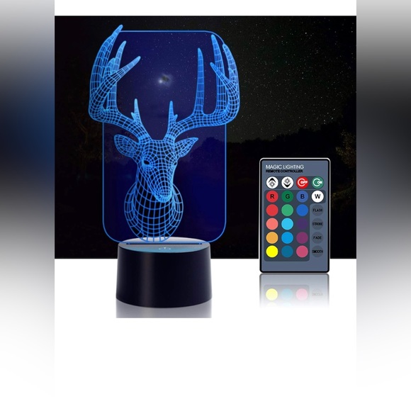 Holiday | Elk Deer 3d Optical Illusion Night Lights 7 Color Variations ...